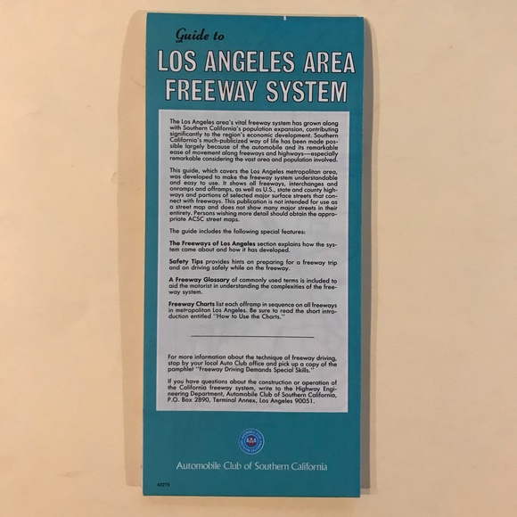 Automobile Club | Other | Vintage 987 Los Angeles Area Freeway System ...